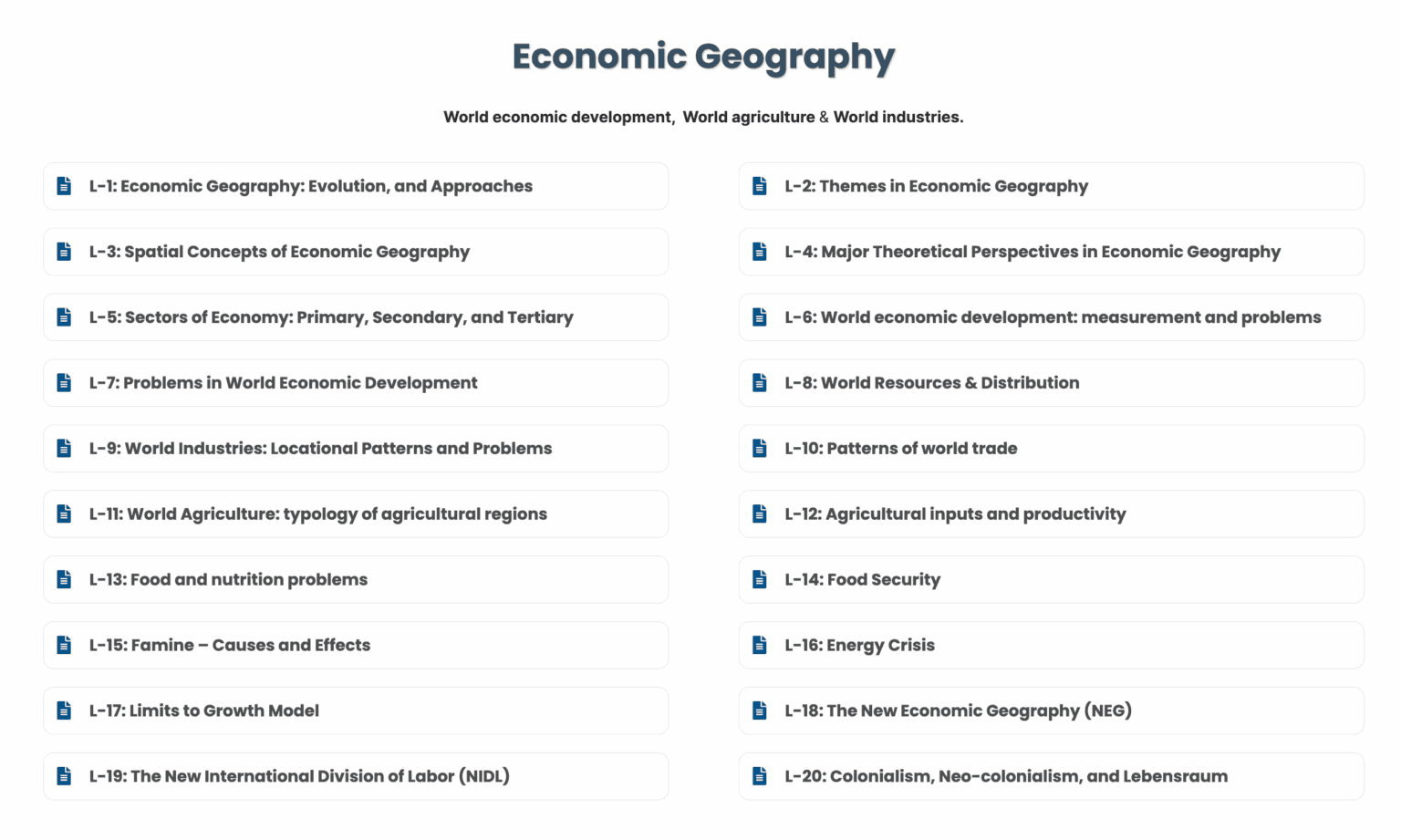 Economic Geography | Geography Optional Notes - LotusArise IAS